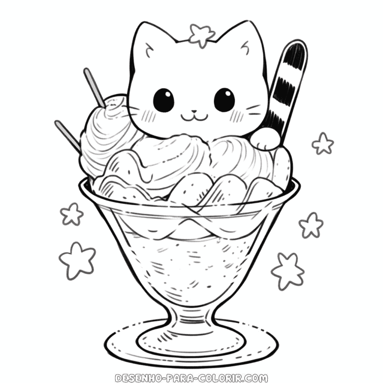Desenho de sorvete de gato para colorir | Desenho Para Colorir Desenho de sorvete de gato para colorir | Desenho Para Colorir